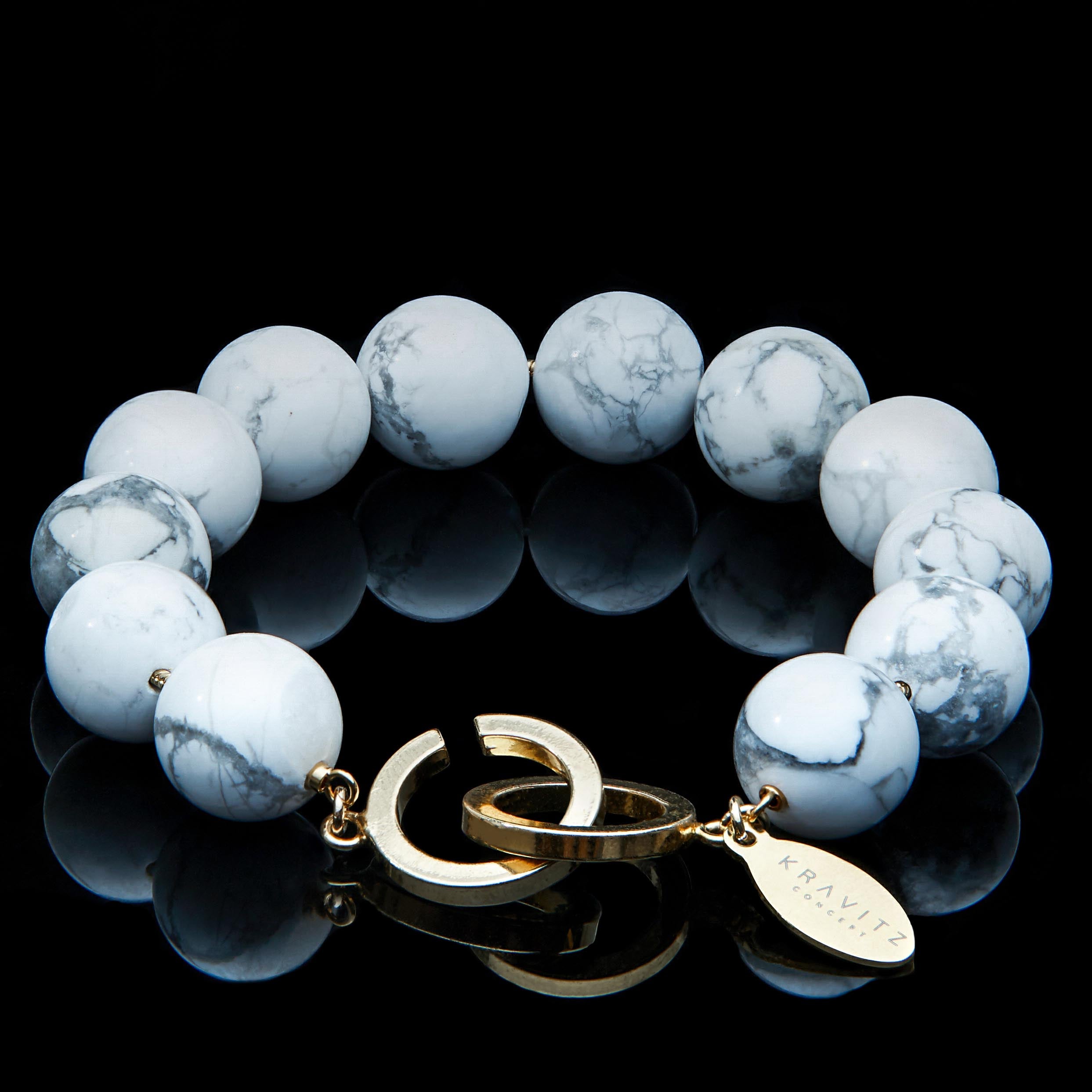 White Howlite Bracelet, 12mm